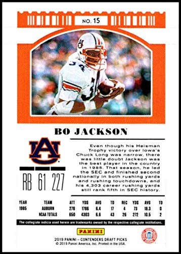 2019 Panini Contenders Draft Picks Season Ticket #15 Bo Jackson Auburn Tigers Official Collegiate Football Card of the NFL Draft