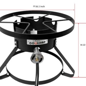 COOKAMP High Pressure 1-Burner Outdoor Propane Gas Cooker with 0-20 PSI Adjustable Regulator and Hose SA1600