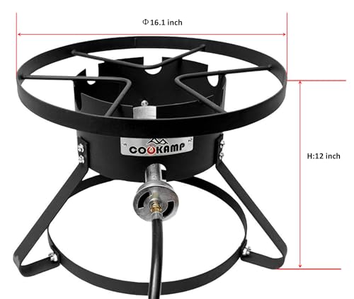 COOKAMP High Pressure 1-Burner Outdoor Propane Gas Cooker with 0-20 PSI Adjustable Regulator and Hose SA1600