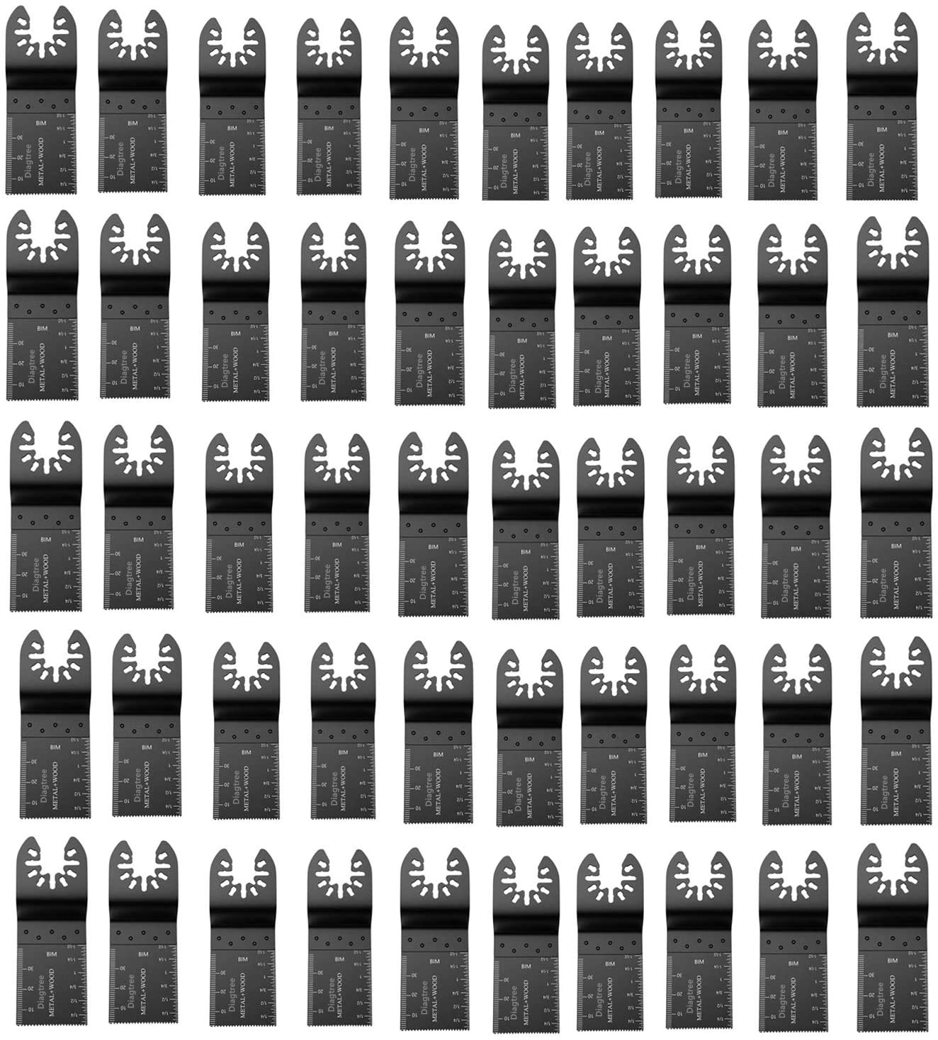 Diagtree 50Pack Bi-Metal multitool blade Oscillating Multi Tool Quick Release Saw Blades for Fein Multimaster, Dremel Multi-Max, Dewalt, Craftsman, Ridgid, Makita, Milwaukee, Rockwell (50pcs Bi-Metal)