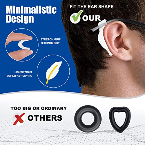 SMARTTOP Eyeglass Ear Grip - Soft Comfortable Anti-slip Holder, Silicone Ear Hook, Eye glass Temple Tips Sleeve Retainer for Sports Glasses, Sunglasses Presbyopia Reading Glasses