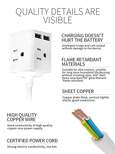 Power Strip with USB, Wonplug Power Strip Surge Protector 5Ft Extension Cord with 4 AC Outlets & 2 USB,Wide Spaced Plug Outlet Extender Overload Protection Compact for Home Office Desk Cruise Ship