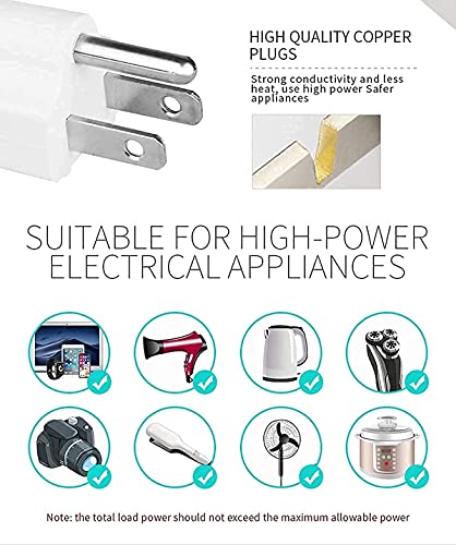 Power Strip with USB, Wonplug Power Strip Surge Protector 5Ft Extension Cord with 4 AC Outlets & 2 USB,Wide Spaced Plug Outlet Extender Overload Protection Compact for Home Office Desk Cruise Ship