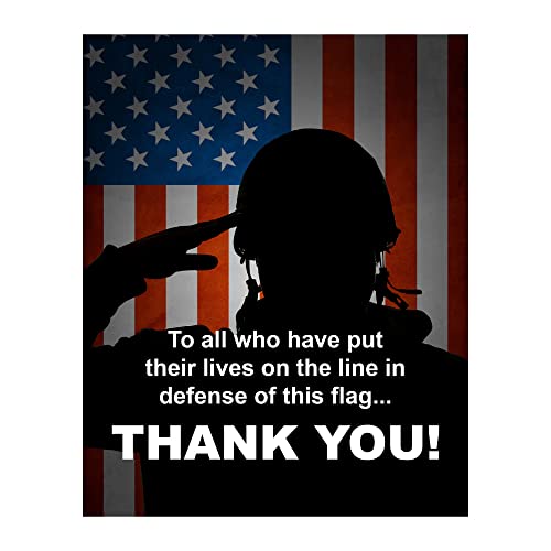 To All Who Have Defended This Flag - Thank You Patriotic Wall Art Poster, This American Flag Wall Art Poster Print Is Ideal For Home, Office, & School Patriotic Wall Decor Unframed -8x10"