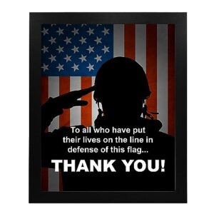 To All Who Have Defended This Flag - Thank You Patriotic Wall Art Poster, This American Flag Wall Art Poster Print Is Ideal For Home, Office, & School Patriotic Wall Decor Unframed -8x10"