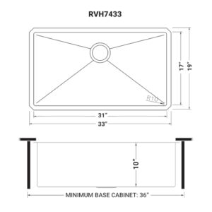 Ruvati 33-inch Undermount 16 Gauge Tight Radius Large Kitchen Sink Stainless Steel Single Bowl - RVH7433