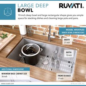 Ruvati 33-inch Undermount 16 Gauge Tight Radius Large Kitchen Sink Stainless Steel Single Bowl - RVH7433