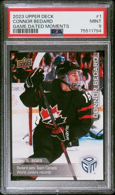 MINT CONNOR BEDARD HOCKEY ROOKIE CARD UPPER DECK #1 DRAFT PICK PHENOM GRADED PSA MINT 9