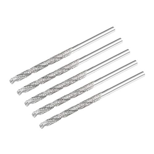 uxcell 2.5mm Diamond Twist Drill Bits High Speed Steel for Glass Sea Shells Stone Tiles 5 Pcs