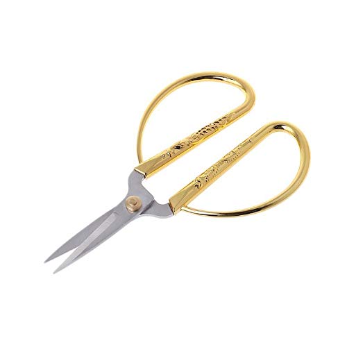 Carved Gold Dragon Tone Metal Handle Bonsai Scissors Stainless Steel Bonsai Scissor Hand Tools Cutting Tools for Kitchen and HOM