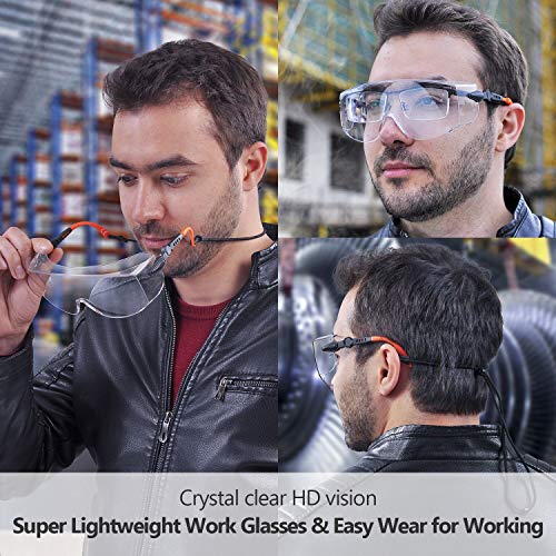 SAFEYEAR Safety Glasses For Womem & Men Over Eyeglasses Anti Fog Scratch Protective Eyewear,Ansi Z87 Approved Safety Goggles Over Glasses