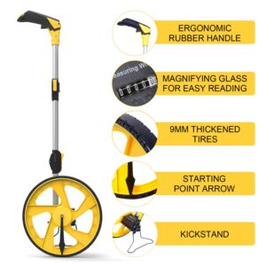 Zozen Measuring Wheel in Feet and Inches, Collapsible with One key to Zero, Kickstand, Starting Point Arrow and Cloth Carrying Bag, Measurement 0-9,999 Ft.