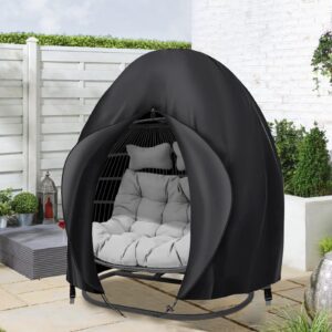 boyspringg Patio Egg Chair Cover, 91x80 Inches, Extra Large Double Egg Chair Cover for Outdoor Furniture, Heavy Duty Swing Hanging Egg Chair Cover Waterproof, Anti-UV, Dust-Proof( Black )