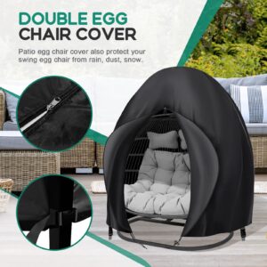 boyspringg Patio Egg Chair Cover, 91x80 Inches, Extra Large Double Egg Chair Cover for Outdoor Furniture, Heavy Duty Swing Hanging Egg Chair Cover Waterproof, Anti-UV, Dust-Proof( Black )