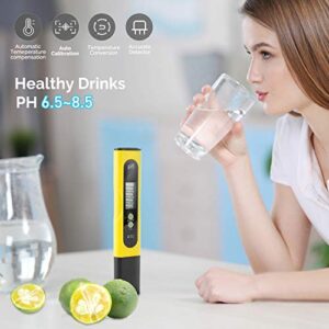 PH Meter Digital 0.01 PH High Accuracy Water Quality Tester PH 0.0-14.0 PH Monitor ATC Portable Pocket Pen Measurement for Household Drinking Analyzer Pool Water Aquarium Swimming Pool