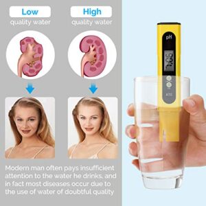 PH Meter Digital 0.01 PH High Accuracy Water Quality Tester PH 0.0-14.0 PH Monitor ATC Portable Pocket Pen Measurement for Household Drinking Analyzer Pool Water Aquarium Swimming Pool