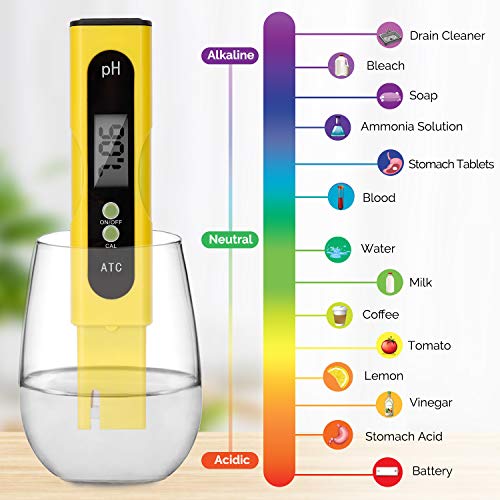 PH Meter Digital 0.01 PH High Accuracy Water Quality Tester PH 0.0-14.0 PH Monitor ATC Portable Pocket Pen Measurement for Household Drinking Analyzer Pool Water Aquarium Swimming Pool