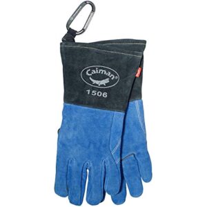 Caiman Premium Split Cowhide MIG/Stick Welding Gloves, Fleece Lining, Kontour, Kevlar,4-inch Cuff, Blue, Large (1506)