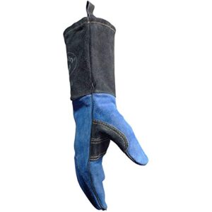 Caiman Premium Split Cowhide MIG/Stick Welding Gloves, Fleece Lining, Kontour, Kevlar,4-inch Cuff, Blue, Large (1506)