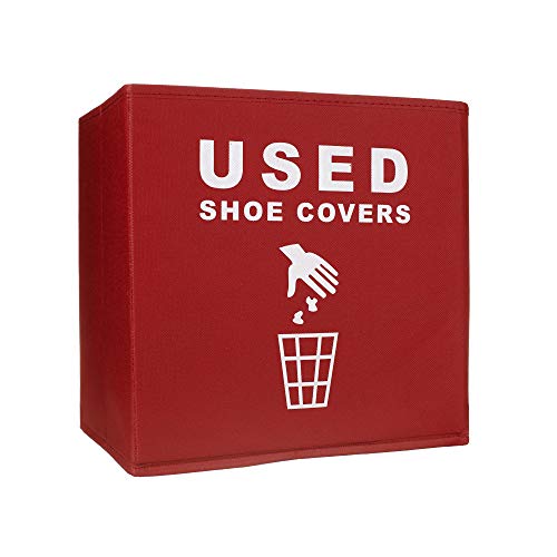 Yolju 2 Pack Shoe Cover Boxes for Realtor, Home, Office. Blue and Red Foldable Boxes Come as a Set with Please Cover Your Shoes and Used Shoe Covers Sign for Disposable Booties