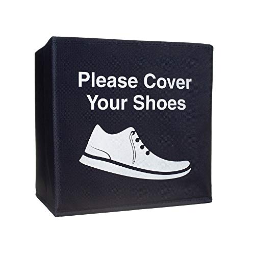 Yolju 2 Pack Shoe Cover Boxes for Realtor, Home, Office. Blue and Red Foldable Boxes Come as a Set with Please Cover Your Shoes and Used Shoe Covers Sign for Disposable Booties