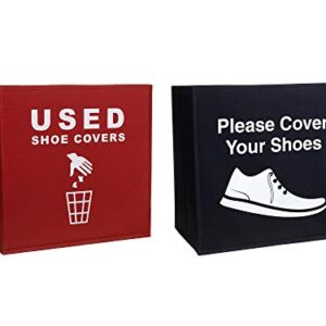 Yolju 2 Pack Shoe Cover Boxes for Realtor, Home, Office. Blue and Red Foldable Boxes Come as a Set with Please Cover Your Shoes and Used Shoe Covers Sign for Disposable Booties