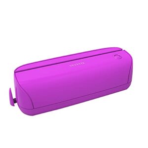 electric 3 hole paper punch, veyette paper puncher with adapter for office school studio, 20 sheet capacity, ac or battery purple