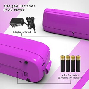 Electric 3 Hole Paper Punch, VEYETTE Paper Puncher with Adapter for Office School Studio, 20 Sheet Capacity, AC or Battery Purple