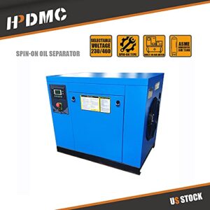 HPDMC 20 HP Rotary Screw Compressor 208-230Volt, 60HZ, 3-Phase / 81CFM@MAX150PSI Spin-on Oil Separator easy maintenance Industrial Air Compressed System