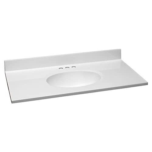 Design House 586206 Cultured Marble Vanity Top 37x19, Solid White