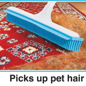 X-Broom- All Purpose Rubber Bristle Carpet Broom with Full-Length Squeegee to Remove Pet Hair, Dust, Dirt, Water