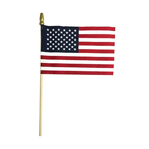 GIFTEXPRESS 12-Pack Made in USA 12x18 Inch US Stick Flags with Spear Tip, 12in x18 inch Handheld American Stick Flags, Grave Marker American Flags, Cemetery Flags on 30" Dowel with 2’’gold Tip