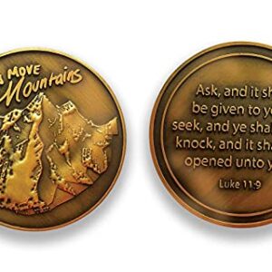 Christian Challenge Coins, Zinc-Alloy with Antique Gold-Color Plating | Task Ahead I Can Do All Things Coin, Eagle Coin, Faith Can Move Mountains Coin | Value Variety Pack of 3 | Assortment 2