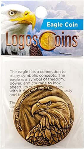 Christian Challenge Coins, Zinc-Alloy with Antique Gold-Color Plating | Task Ahead I Can Do All Things Coin, Eagle Coin, Faith Can Move Mountains Coin | Value Variety Pack of 3 | Assortment 2