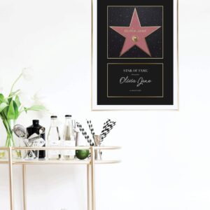 Personalized Hollywood Walk of Fame Star Black Border Extra Print, Unframed