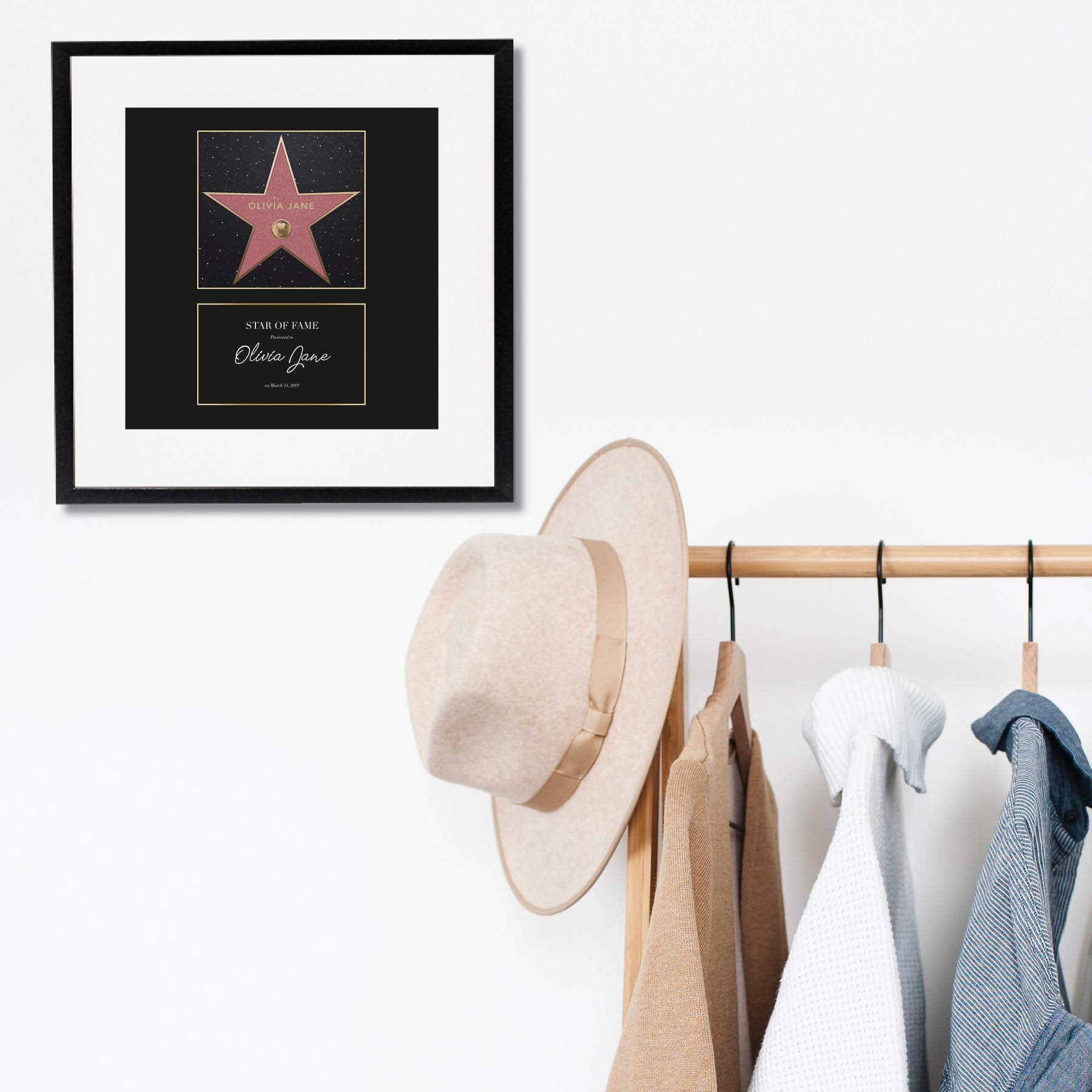 Personalized Hollywood Walk of Fame Star Black Border Extra Print, Unframed