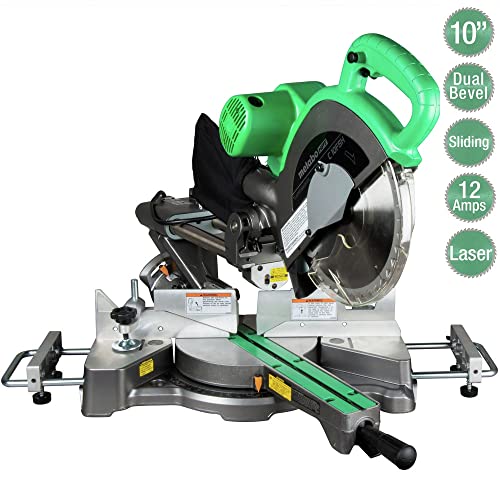 Metabo HPT 10-Inch Sliding Compound Miter Saw, Adjustable Laser Guide, Double Bevel, Electronic Speed Control, 12 Amp Motor, Electric Brake (C10FSHS)