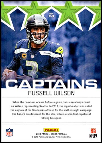 2019 Score Captains #3 Russell Wilson Seattle Seahawks Official NFL Football Trading Card in Raw (NM or Better) Condition