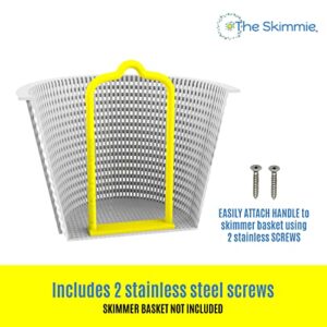 The Skimmie Universal Skimmer Basket Handle - Durable, Fits Most Pool Vacuum Skimmer Lid and Fits Most Skimmer Baskets for Hassle-Free Debris Removal - Includes 2 Stainless Steel Screws