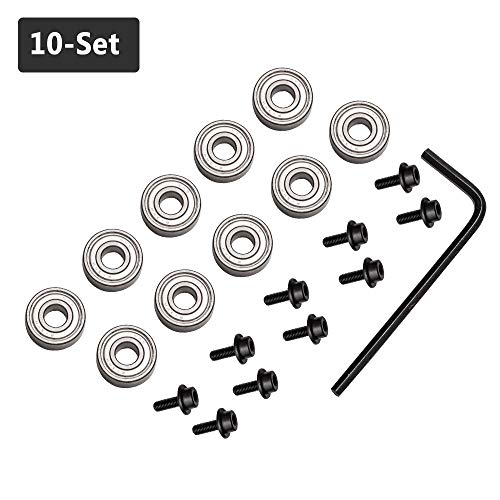 Yakamoz 10Pcs Router Bits Top Mounted Ball Bearings Guide for Router Bit Bearing Repairing Replacement Accessory Kit | Inner Dia. 3/16” & Overall Dia. 1/2”