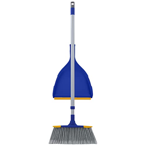 Slim Angle Broom, Heavy Duty Broom, Indoor Brom, Outdoor Angle Broom with Extendable Handle, Durable Collapsible Broom for Home, Kitchen, RV, Travel, Blue, 1 Pack, by Superio