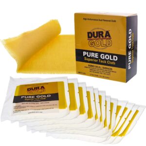 dura-gold - pure gold superior tack cloths - tack rags (box of 12) - woodworking and painters professional grade - removes dust, sanding particles, cleans surfaces - wax and silicone free, anti-static