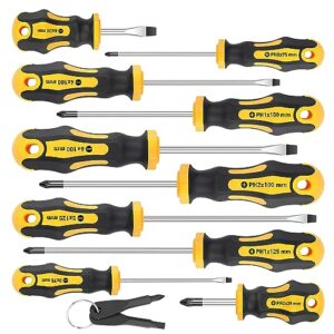 amartisan 10-piece magnetic screwdrivers set, 5 phillips and 5 slotted tips professional cushion grip screwdriver set