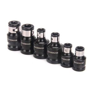 casoman bit socket adapter set -1/4"hex *3/8" dr. 1/4"hex*1/2" dr., 5/16"hex *1/2" dr.,1/4-inch dr. hex power bit holder & 5/16" 1/4-inch dr.hex power bit holder set 6 piece impact coupler set