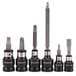 CASOMAN Bit Socket Adapter Set -1/4"Hex *3/8" Dr. 1/4"Hex*1/2" Dr., 5/16"Hex *1/2" Dr.,1/4-Inch Dr. Hex Power Bit Holder & 5/16" 1/4-Inch Dr.Hex Power Bit Holder Set 6 Piece Impact Coupler Set