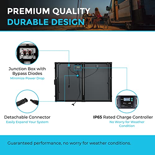 Renogy 200 Watt 12 Volt Portable Solar Panel with Waterproof 20A Charger Controller, Foldable 100W Solar Panel Suitcase with Adjustable Kickstand, Solar Charger for Power Station RV Camping Off Grid