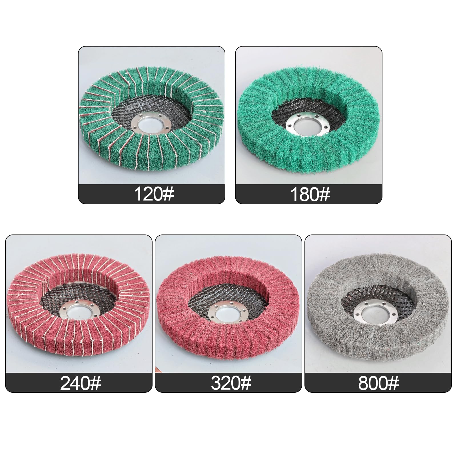 FPPO 5Pcs 4.5" x 7/8" Nylon Fiber Flap Disc Polishing Grinding Wheel,Scouring pad Buffing Wheel for Angle Grinder, Polishing Tools (Grit 320)