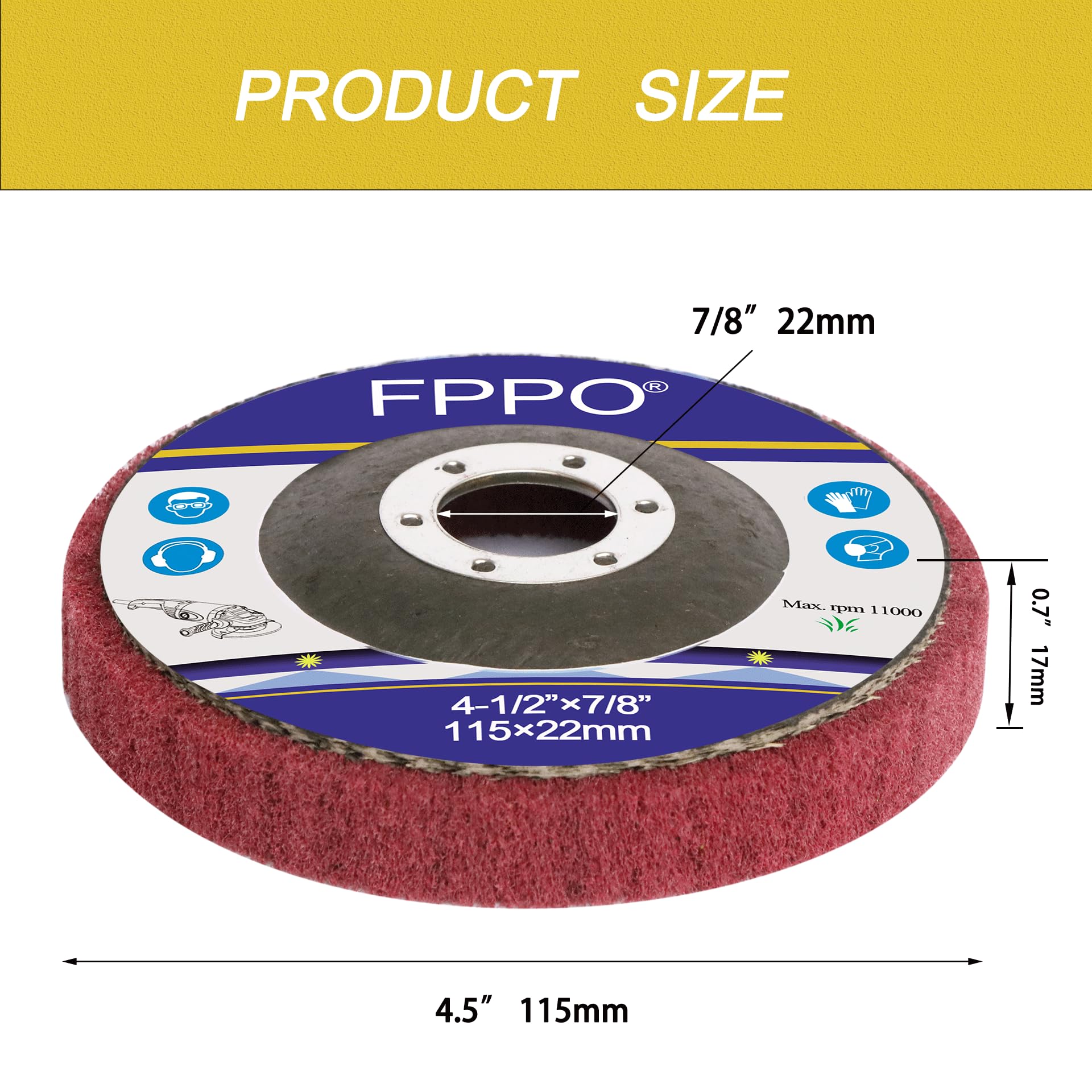 FPPO 5Pcs 4.5" x 7/8" Nylon Fiber Flap Disc Polishing Grinding Wheel,Scouring pad Buffing Wheel for Angle Grinder, Polishing Tools (Grit 320)