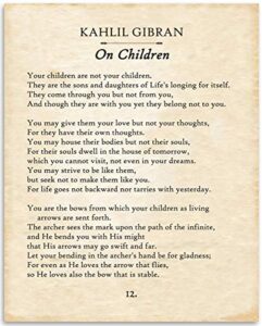 kahlil gibran - on children - 11x14 unframed typography book page print - great gift for philosophical, spiritual, and inspirational poetry buffs under $15