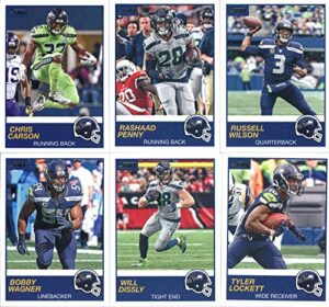 2019 panini score football veteran seattle seahawks team set of 10 cards: russell wilson(#314), rashaad penny(#315), chris carson(#316), tyler lockett(#317), will dissly(#318), bobby wagner(#319), frank clark(#320), shaquill griffin(#321), david moore(#32